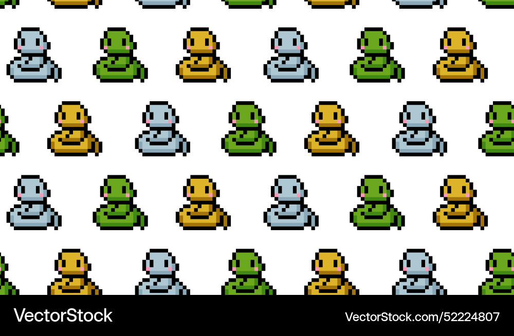 8 bit pixel green snake Royalty Free Vector Image