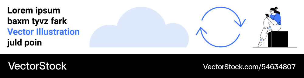 Conceptual Cloud Computing And Data Sync With A Vector Image