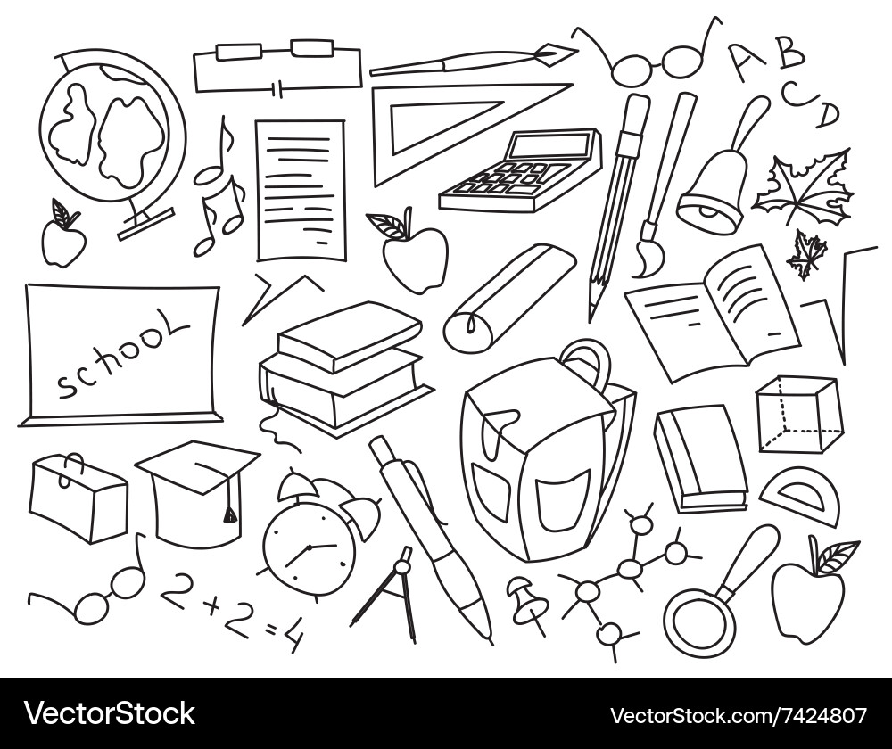 Doodle set of learning Royalty Free Vector Image