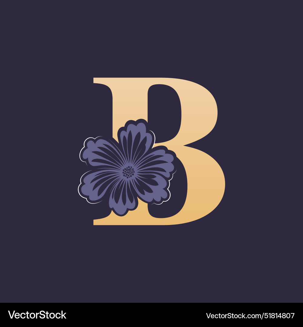 Floral alphabet b logo with flower initial letter Vector Image