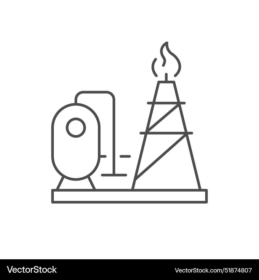 Gas rig line outline icon Royalty Free Vector Image