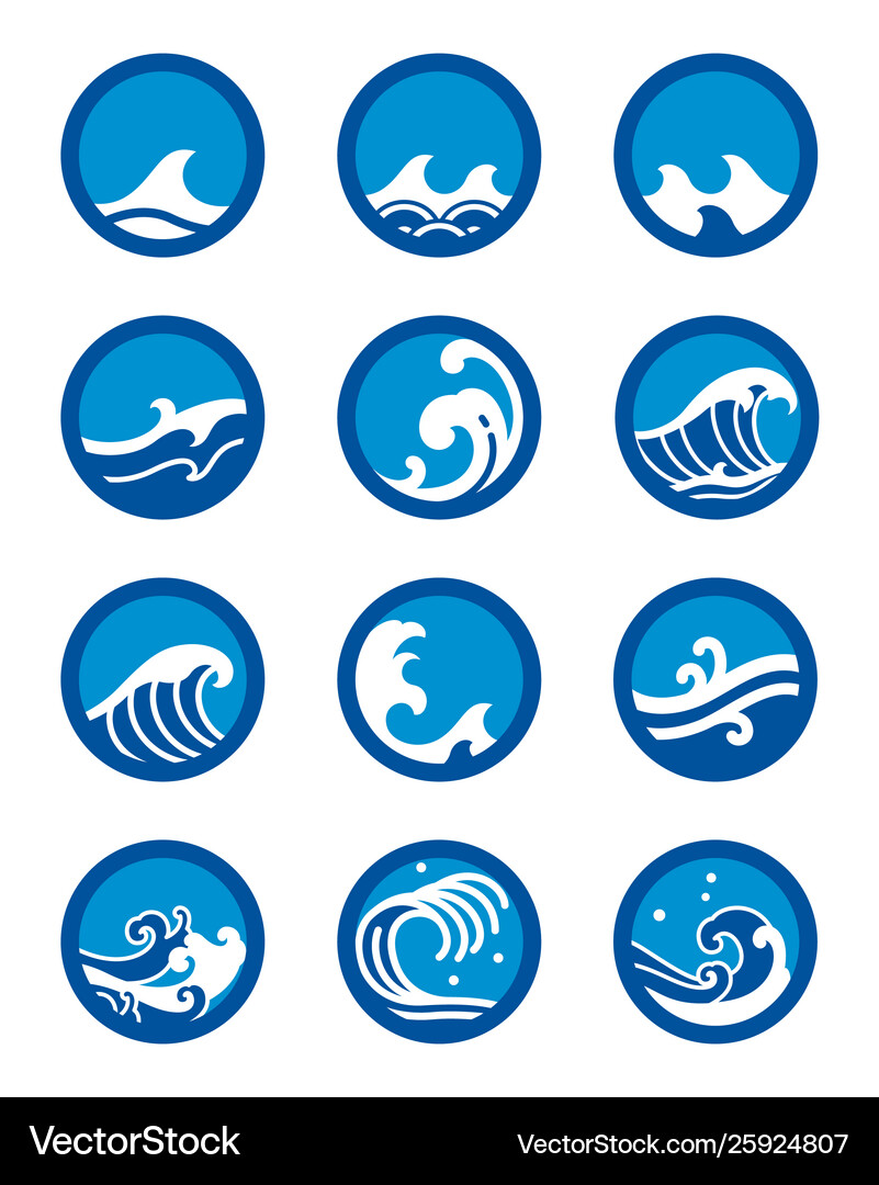 Ocean wave icon set Royalty Free Vector Image - VectorStock