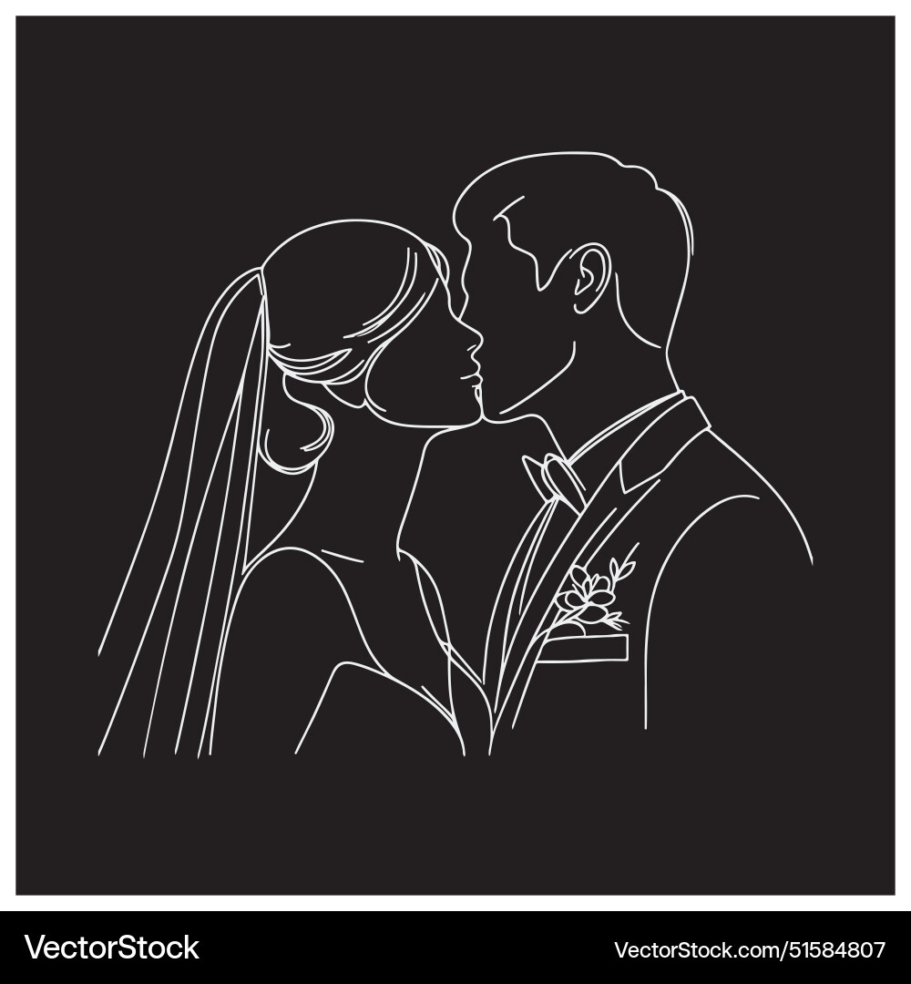 One continuous drawn line wedding from Royalty Free Vector