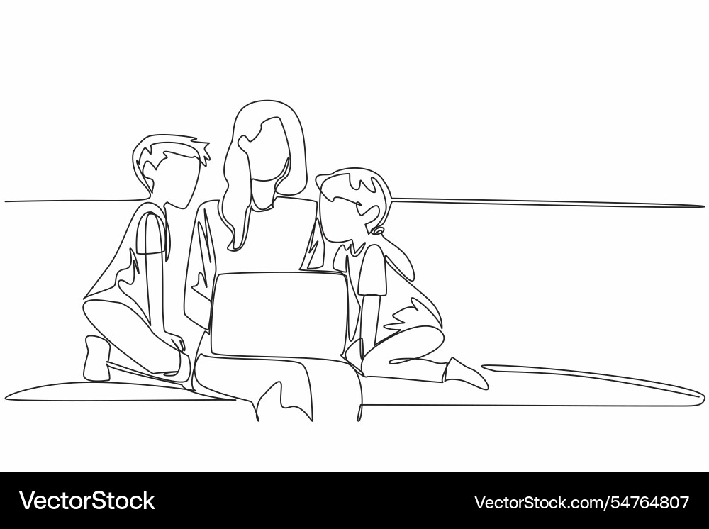 Einzelne kontinuierliche Linie Zeichnung Mutter öffnet