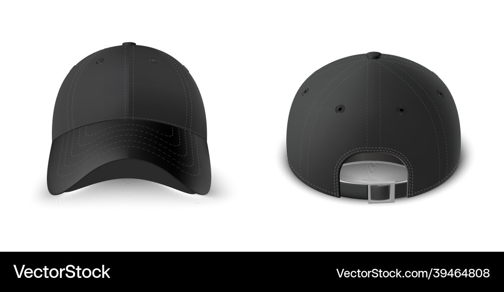 Black Baseball Cap Set vorne und hinten Lizenzfreier Vektor