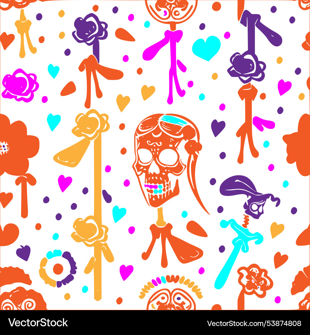 Female skeleton la catrina abstract pattern Vector Image