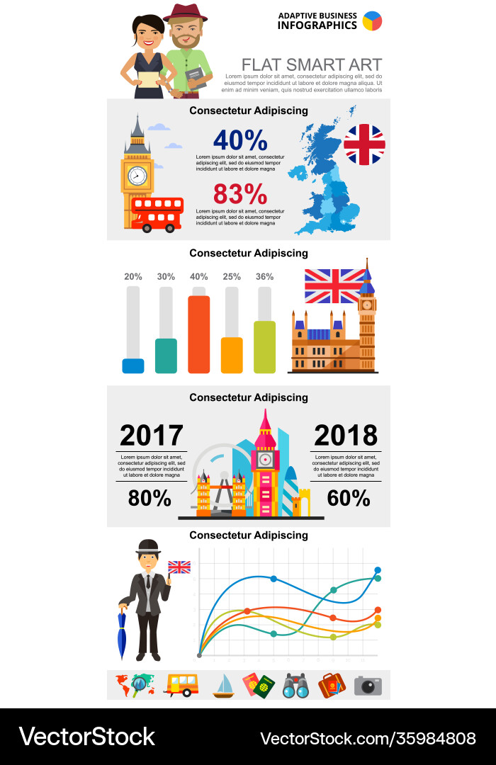 Great britain infochart diagrams set Royalty Free Vector