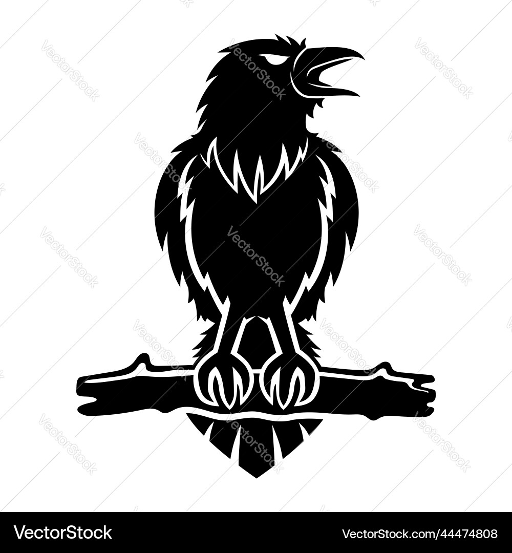 Raven on branch icon Royalty Free Vector Image