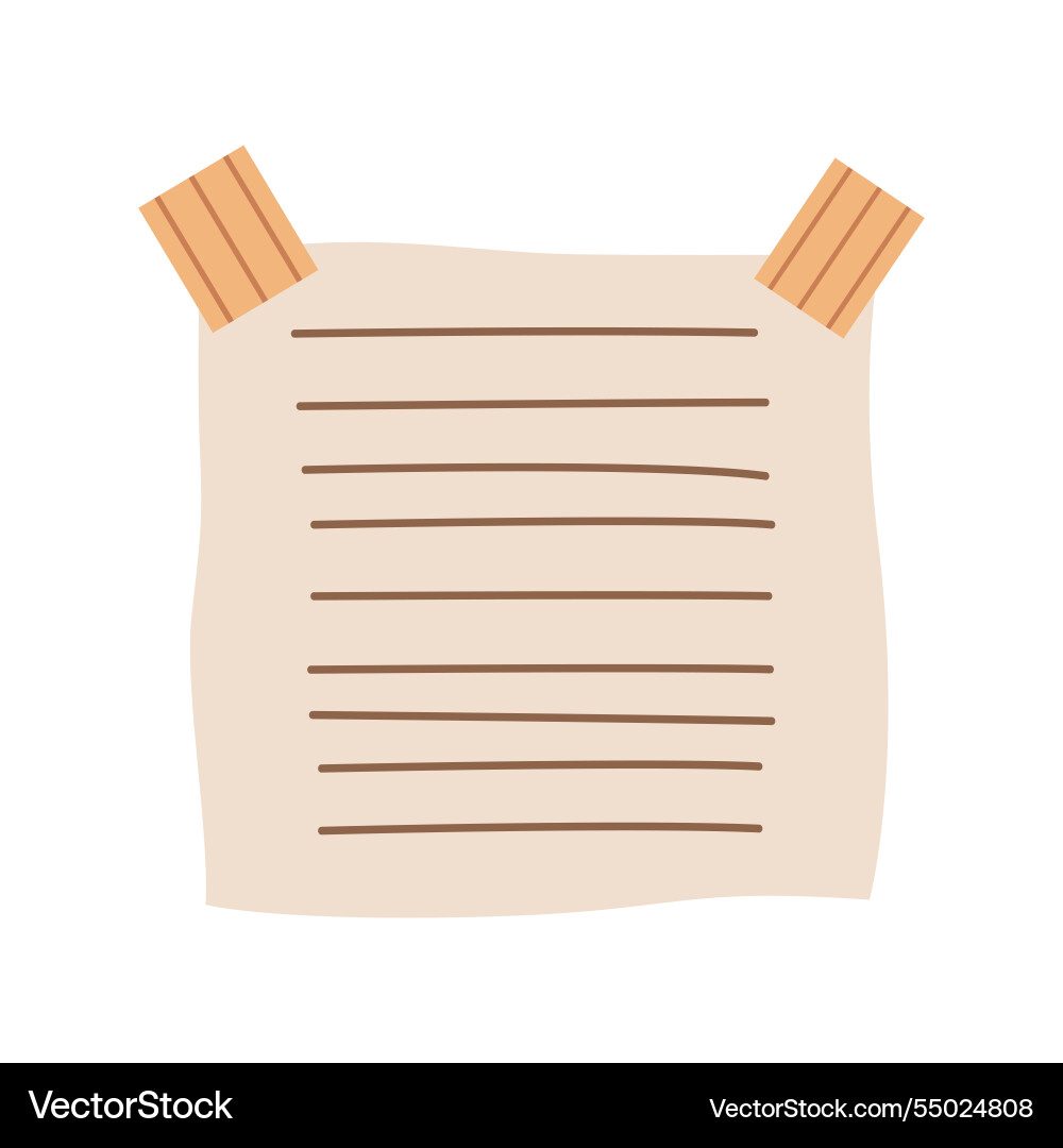 Simple blank brown paper sticky note memo office Vector Image