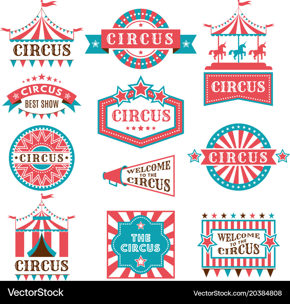 Vintage Circus & Carnival Labels Royalty Free Vector