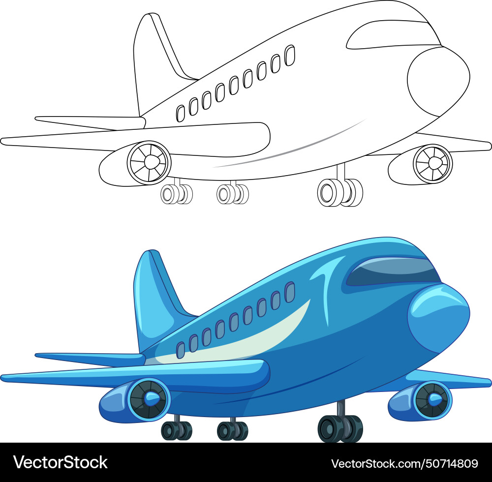 A blue cartoon airplane Royalty Free Vector Image