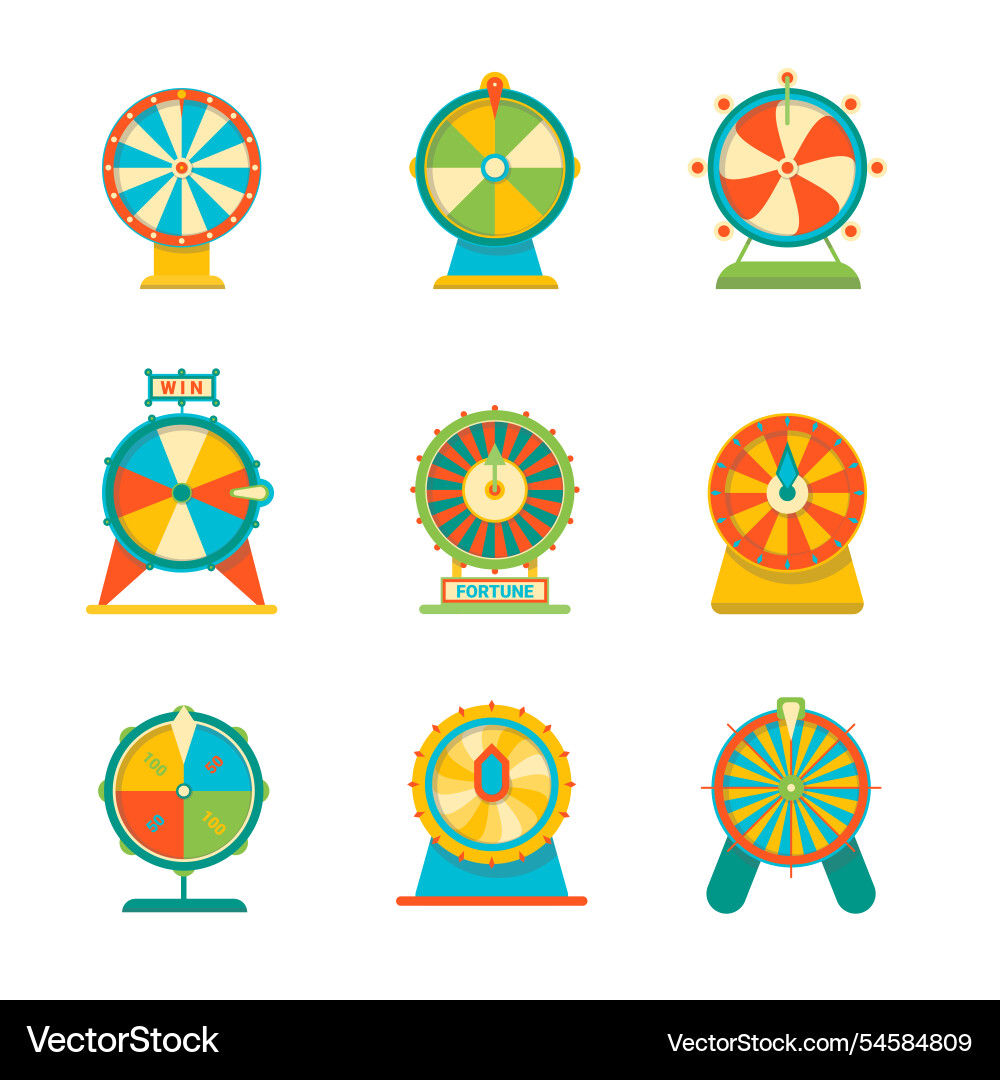 Cartoon color different roulette wheel fortune Vector Image