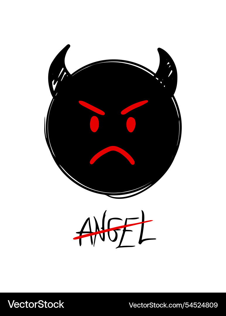 Devil Face Print - Angry Angel Royalty Free Vector Image