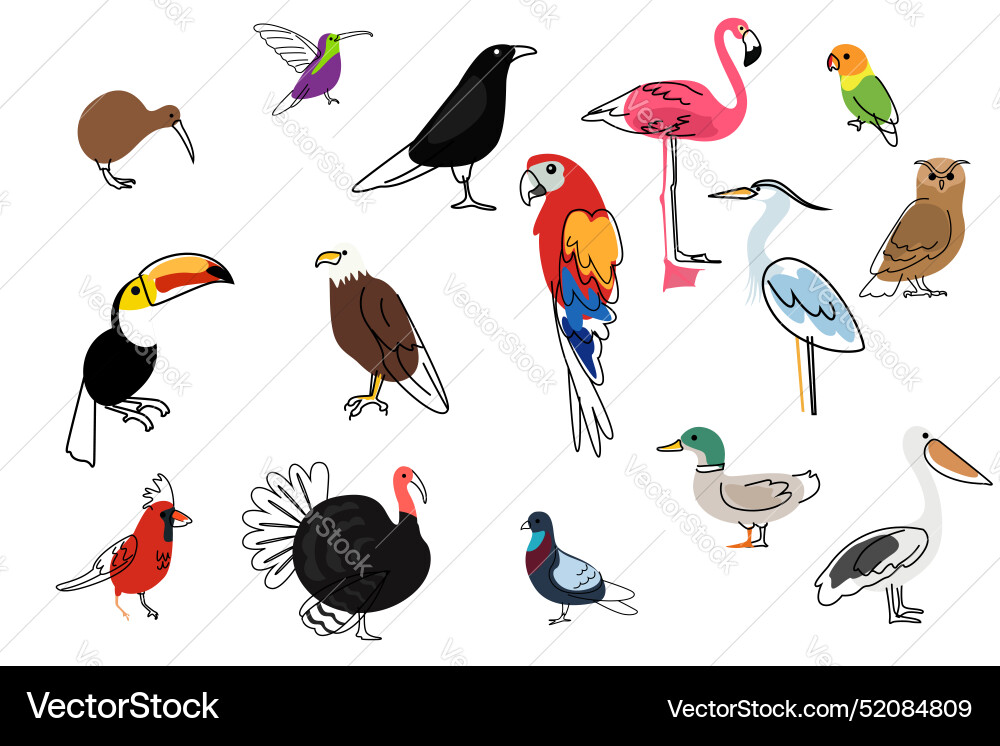 Different birds icons Royalty Free Vector Image