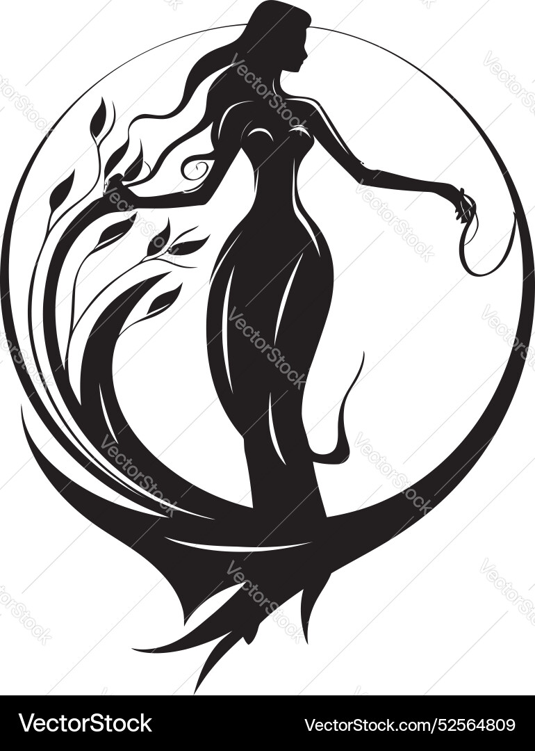 Enchanted elegance black floral face profile Vector Image