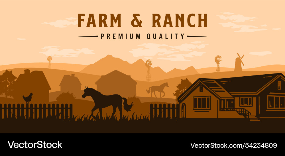 Farm and ranch landscape Royalty Free Vector Image