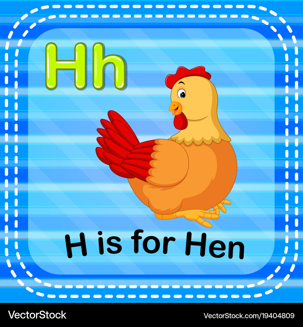 Flashcard letter h is for hen Royalty Free Vector Image