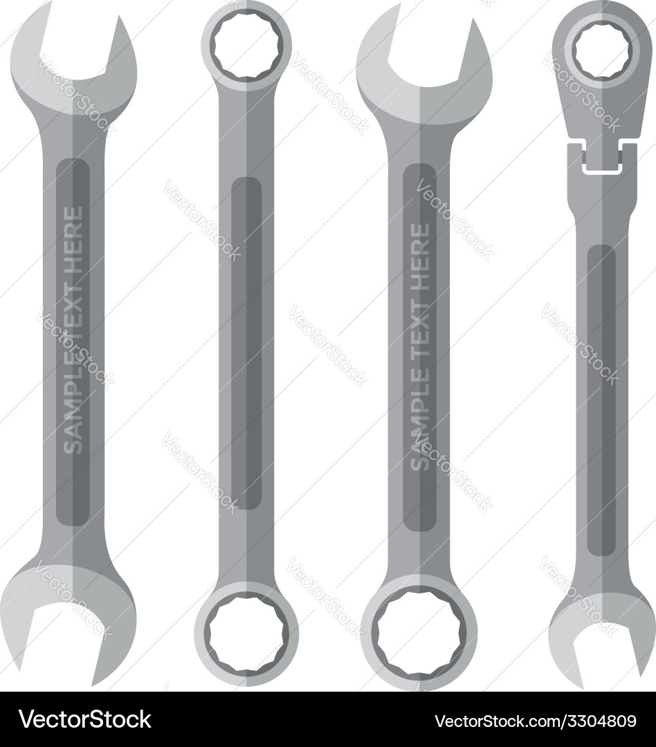 Flat design various wrench set Royalty Free Vector Image