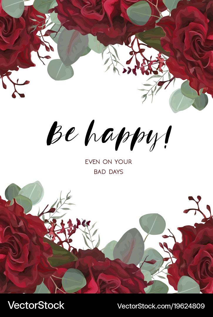 Floral greeting card design with red flowers Vector Image