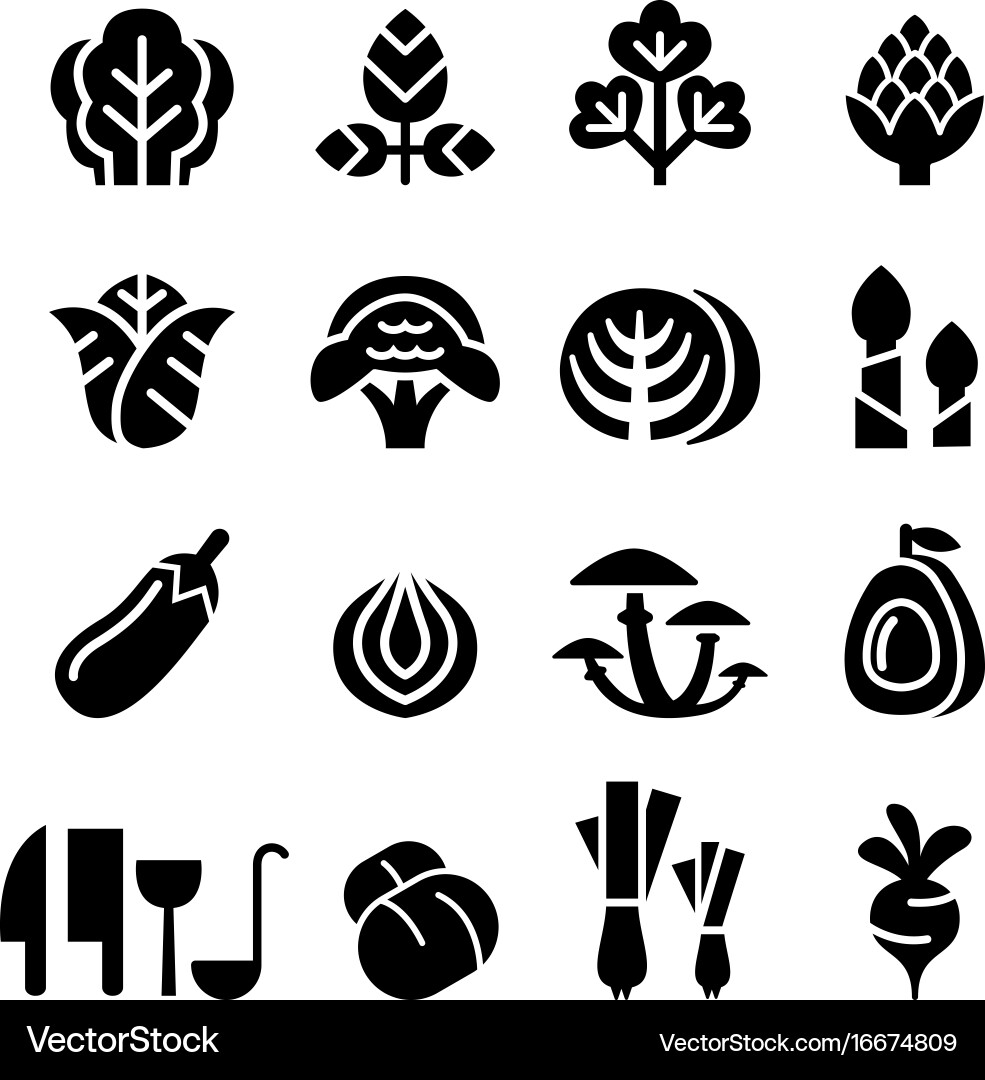 Fresh Vegetable Icons Royalty Free Vector Image