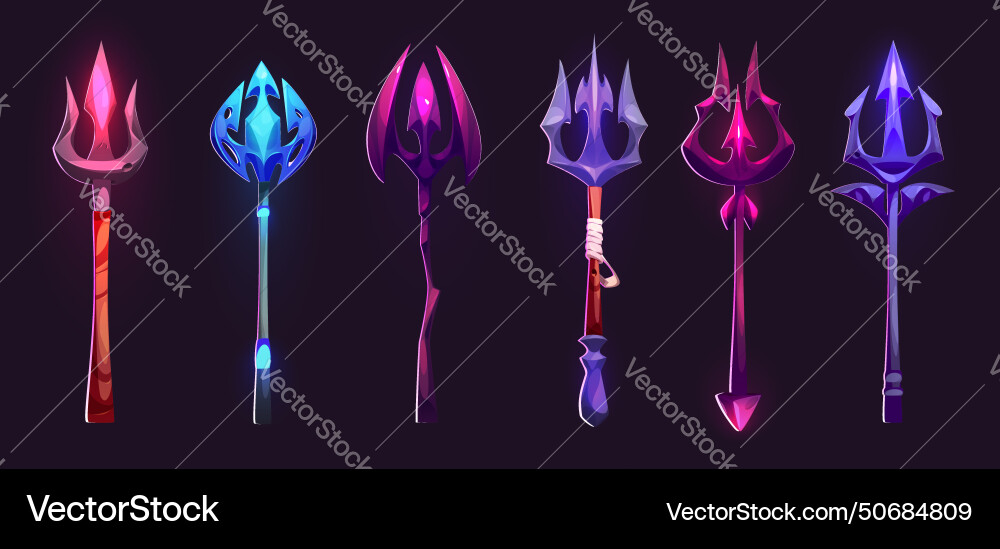 Poseidon or neptune magic trident Royalty Free Vector Image