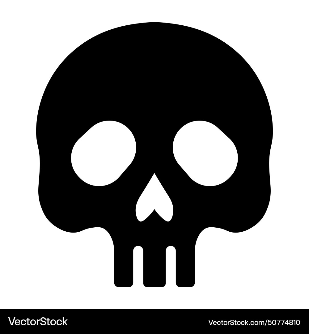 Black skull icon on white background Royalty Free Vector