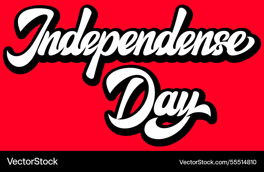 Bold white cursive text independence day Vector Image