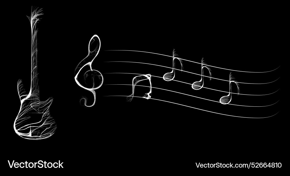 Composition of musical instrument guitar Vector Image