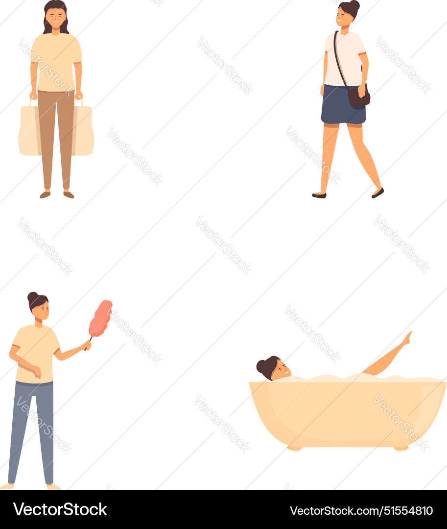 Diverse daily life activities set Royalty Free Vector Image
