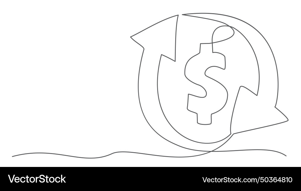 Exchange money one line drawing isolated on white Vector Image