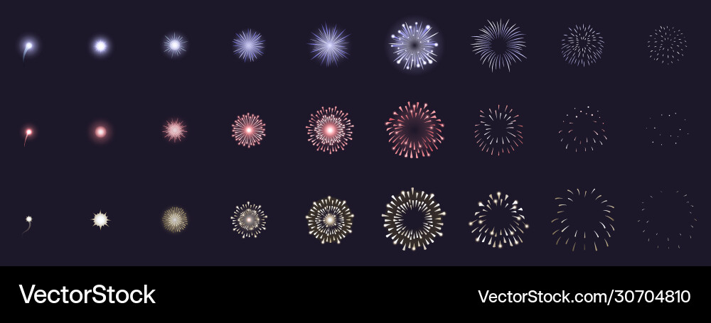 Fireworks animation animated firework explosion Vector Image