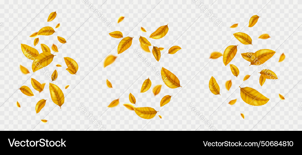 Flying on wind yellow realistic fall leaf isolated