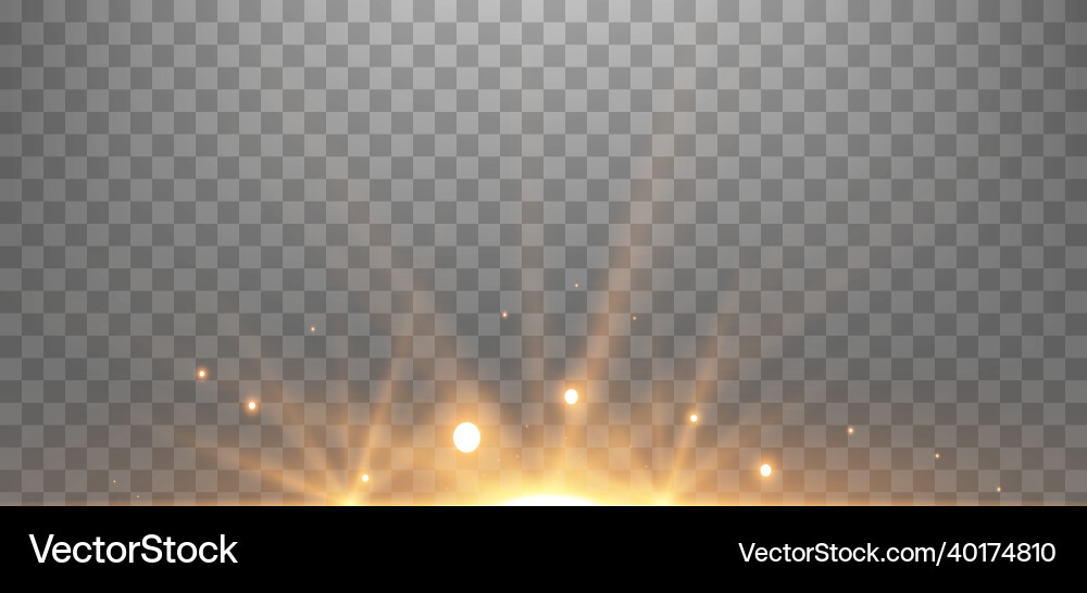 Gold horizontal lens flare isolated Royalty Free Vector