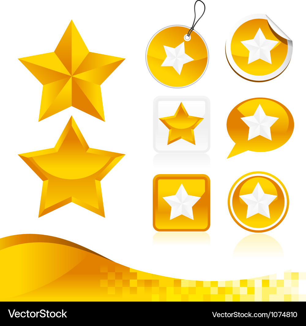 Golden star design kit Royalty Free Vector Image