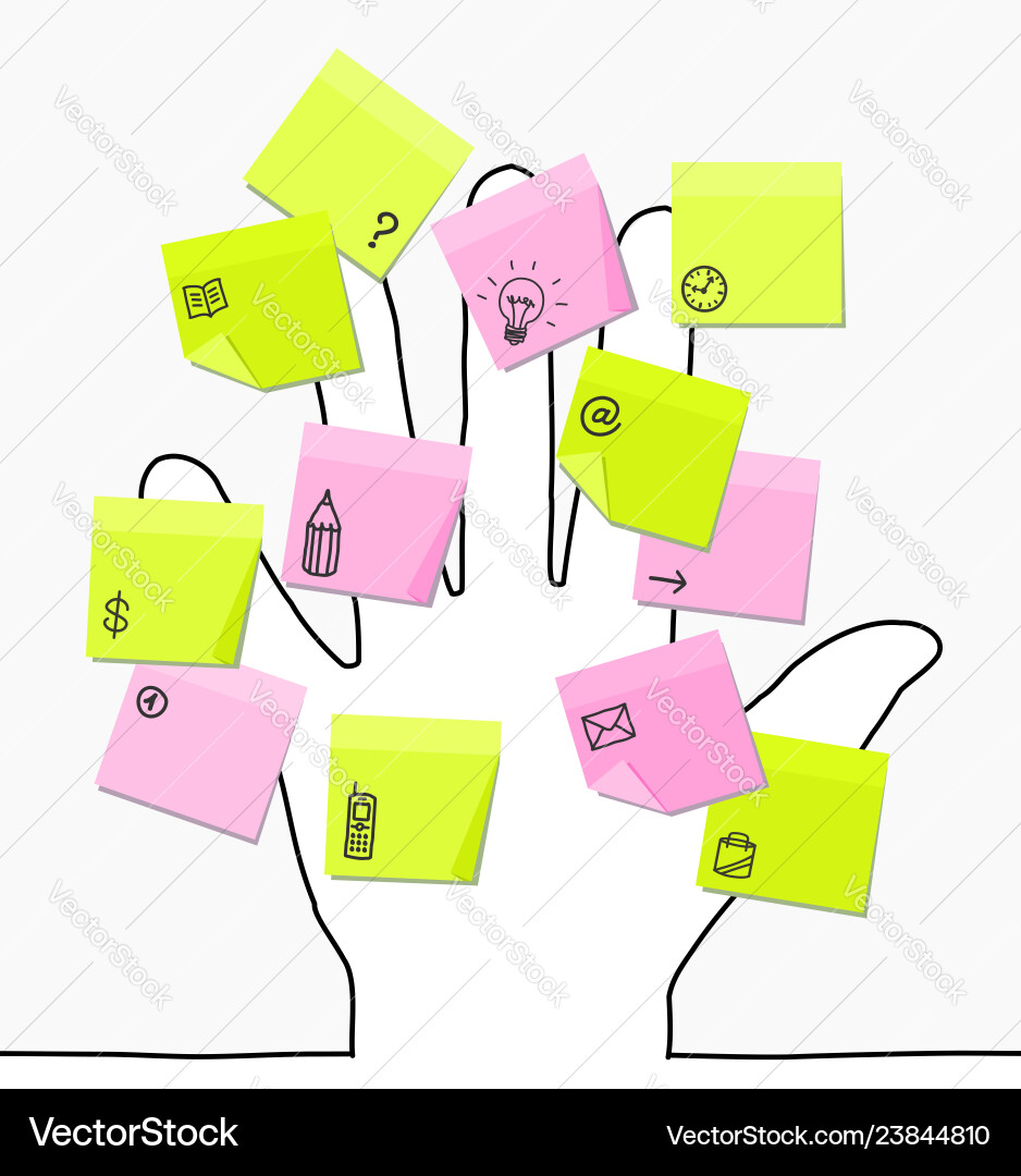 Hand drawing with sticky notes Royalty Free Vector Image