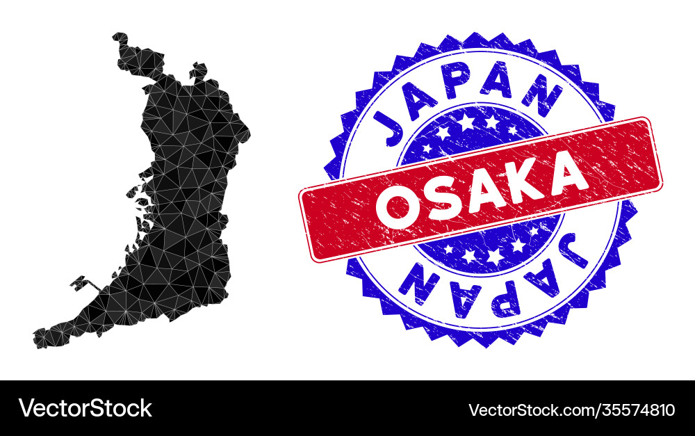 Osaka prefecture map triangle mesh and scratched Vector Image