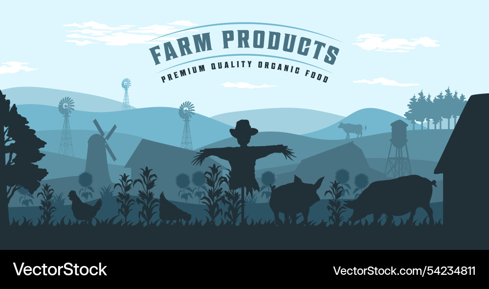 A serene farm scene Royalty Free Vector Image - VectorStock