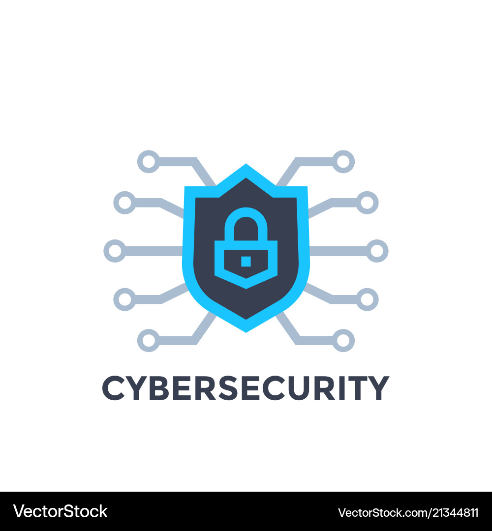 Cybersecurity Shield Logo Royalty Free Vector Image