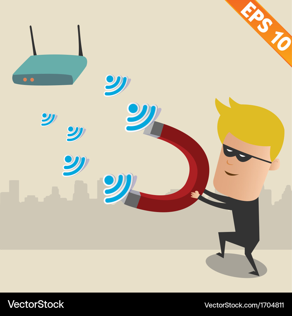 Hacker on wireless network - eps10 Royalty Free Vector Image