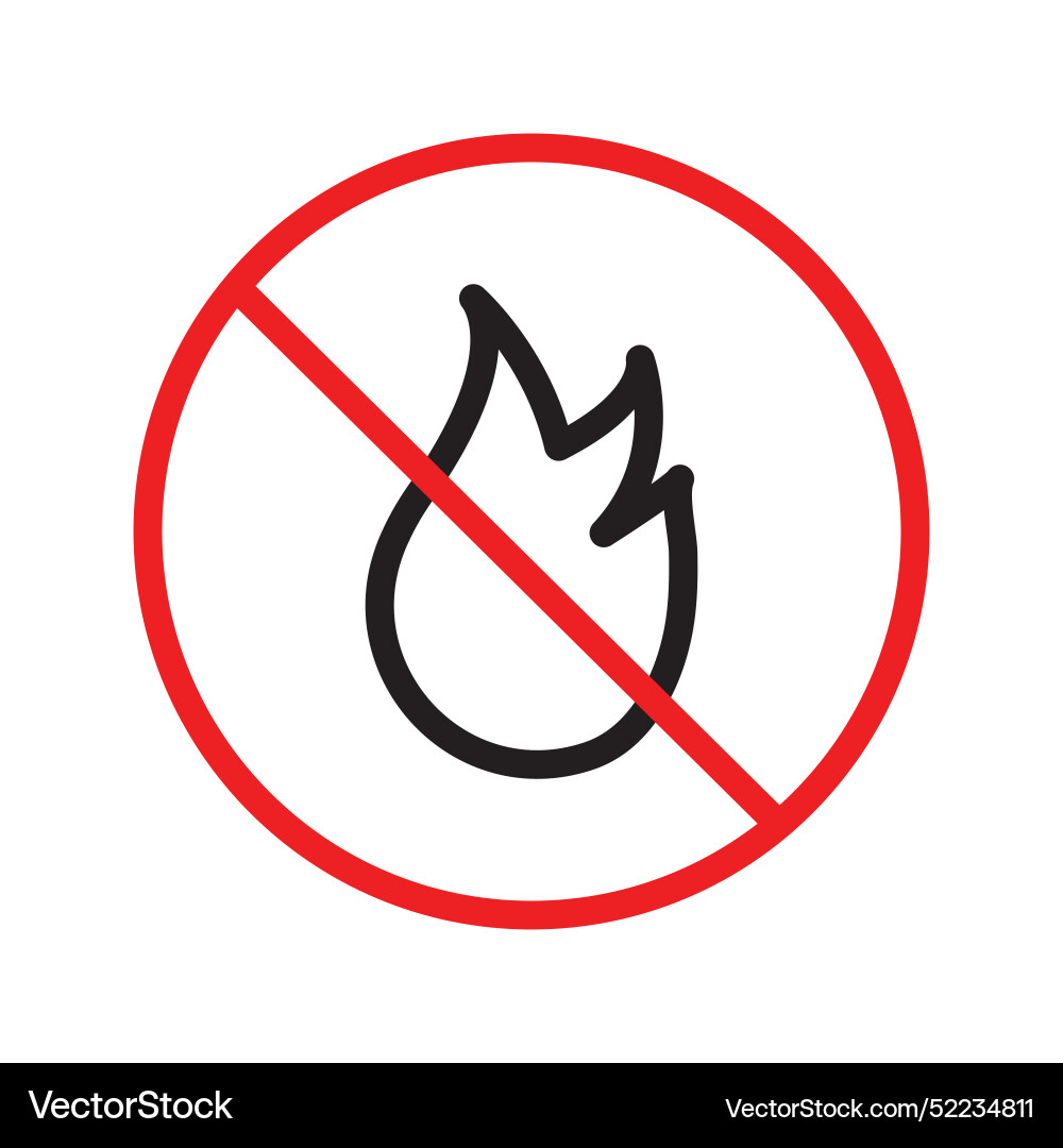 No fire icon black line art logo Royalty Free Vector Image