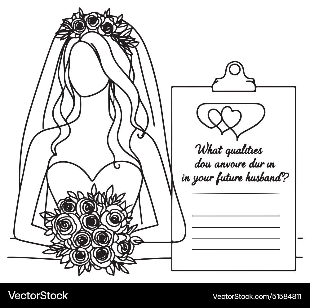 One continuous drawn line wedding from Royalty Free Vector