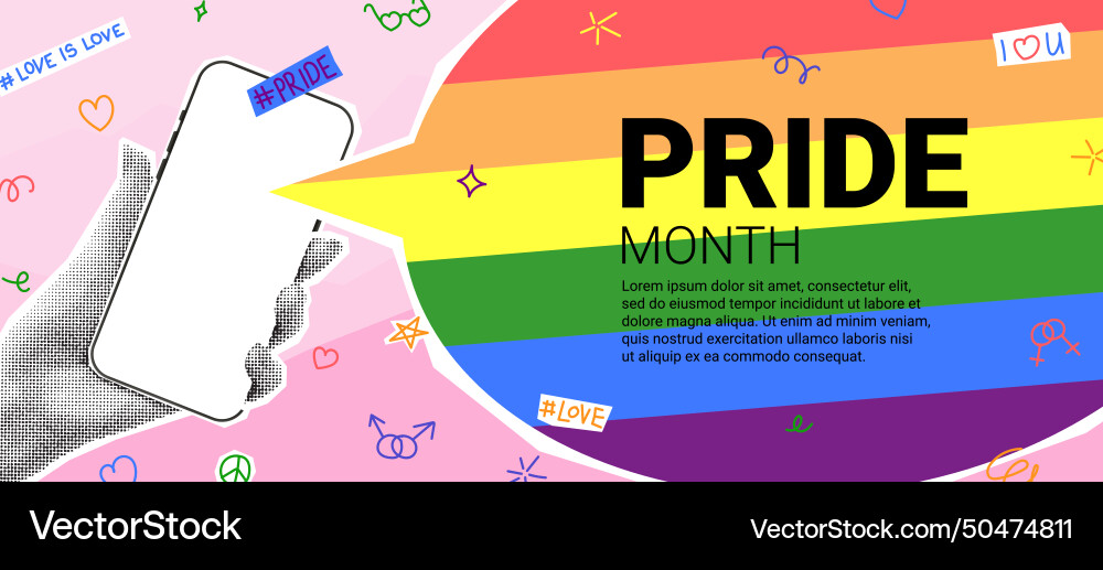 Pride month banner template Royalty Free Vector Image
