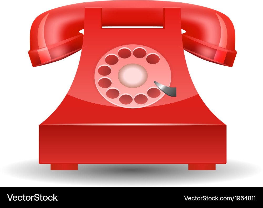 Red phone with rotary dial isolated Royalty Free Vector