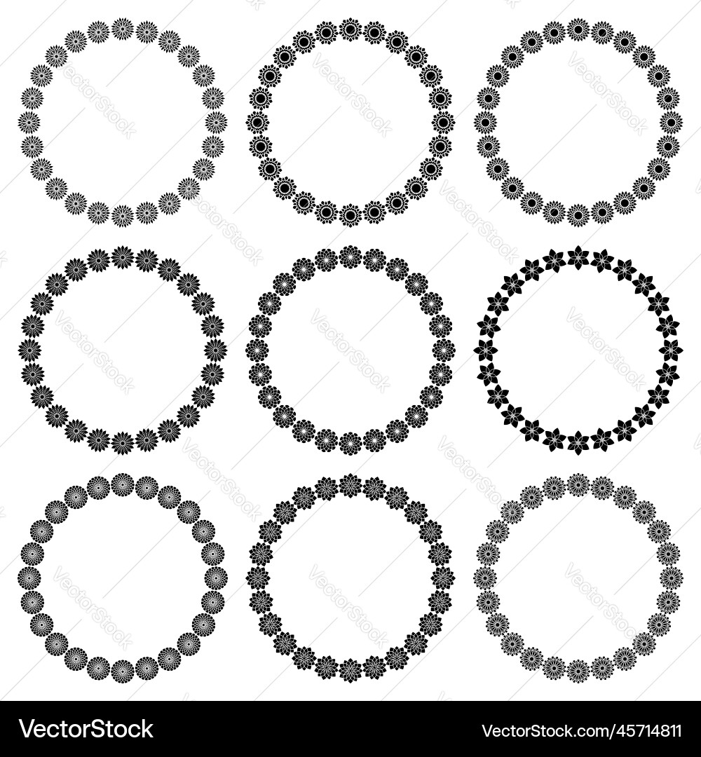 Set of round frames modern floral ornament Vector Image