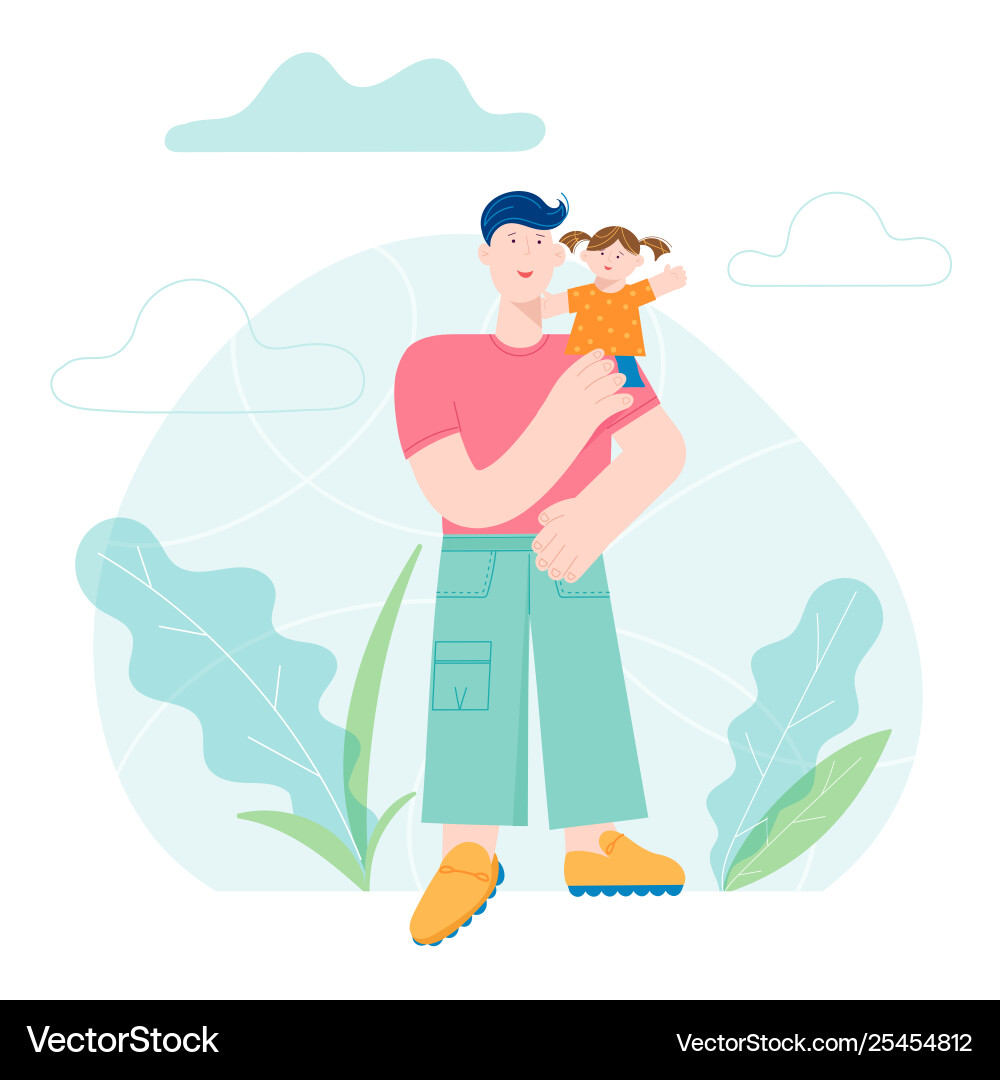 Happy father day concept card with smiling dad Vector Image