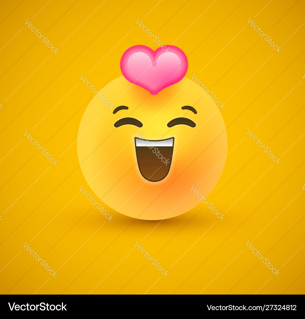 In Liebe gelbe Emoticon Gesicht 3d Hintergrund Vektorbild