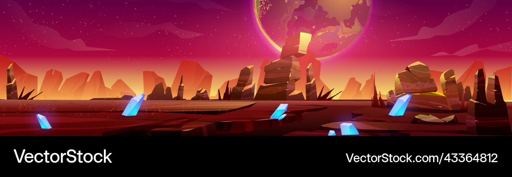 Mars landscape alien planet background red desert Vector Image