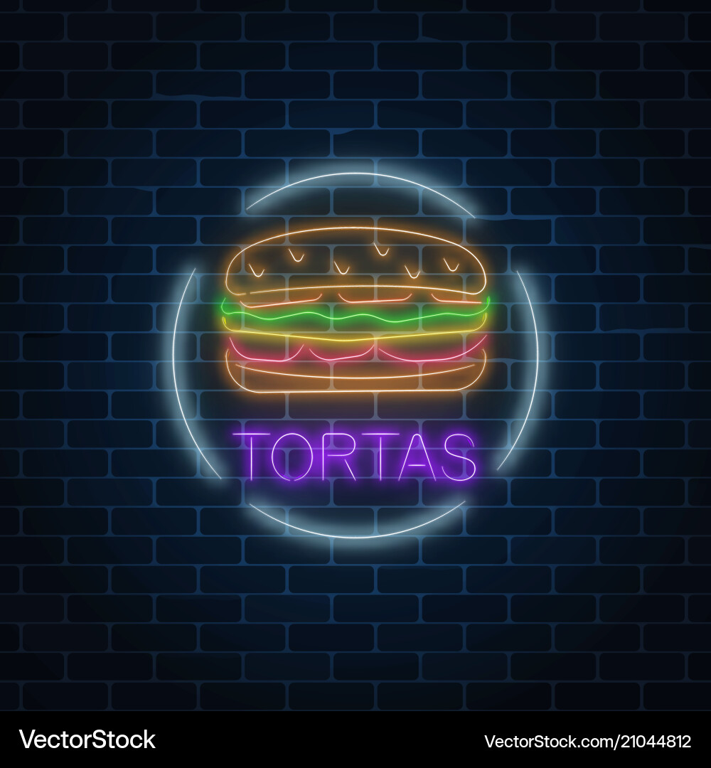 Neon Tortas Sign Royalty Free Vector Image - VectorStock