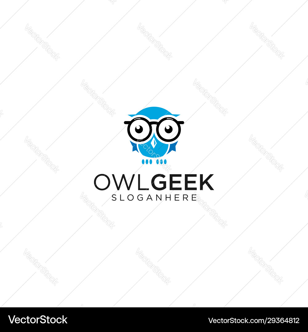 Owl logo icon education design geek Royalty Free Vector