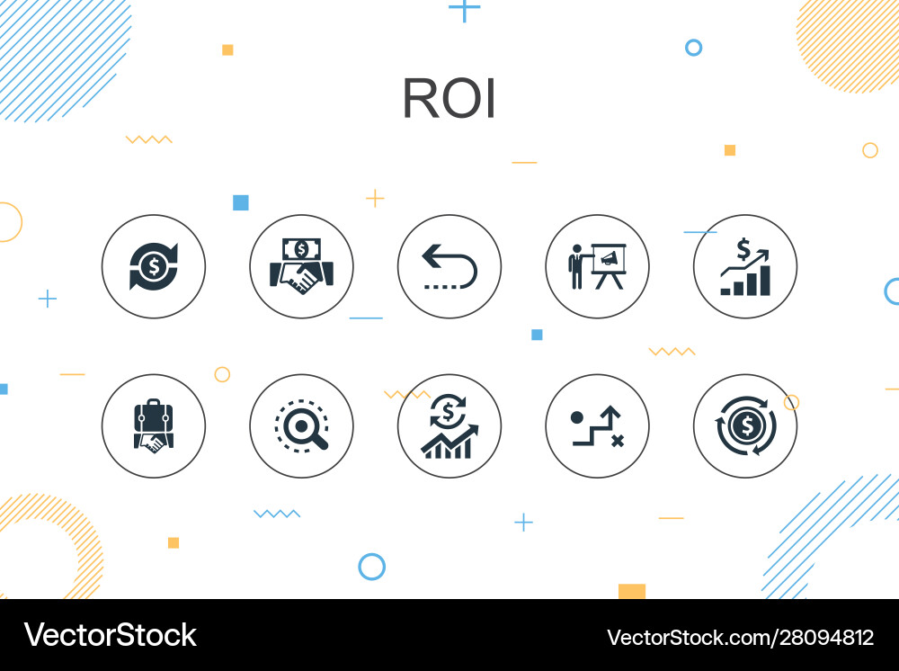 ROI Infographic Template - Line Icons Royalty Free Vector